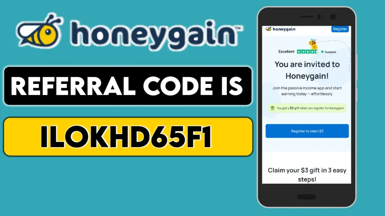 HoneyGain App Referral Code 2024 " ILOKHD65F1 ": Get $5 Signup Bonus